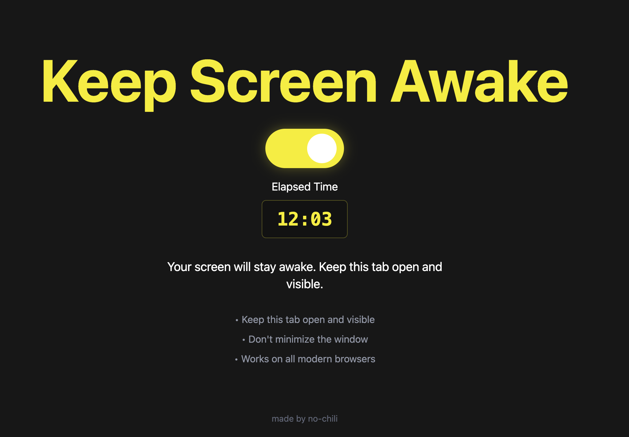Keep Screen Awake - Free Online Tool to Prevent Computer Sleep